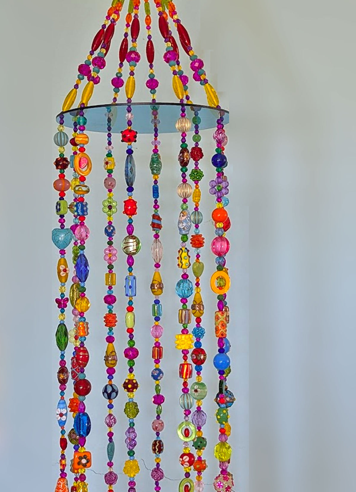 Colorful Beaded Wind Chime Mobile with Brass Bells – Handmade Hanging ...